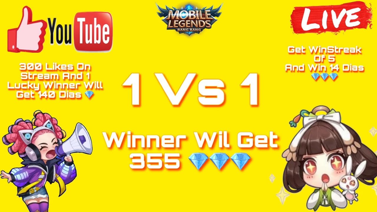 MLBB 1 Vs 1 Any Hero|| Winner Will Get 355 Diamonds 💎 Instant Recharge ...