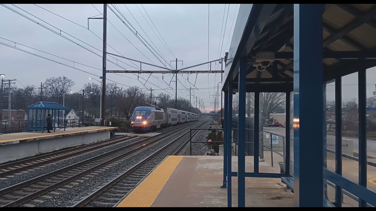Amtrak & MARC Trains at Seabrook Station featuring HHP-8 #4910 - YouTube