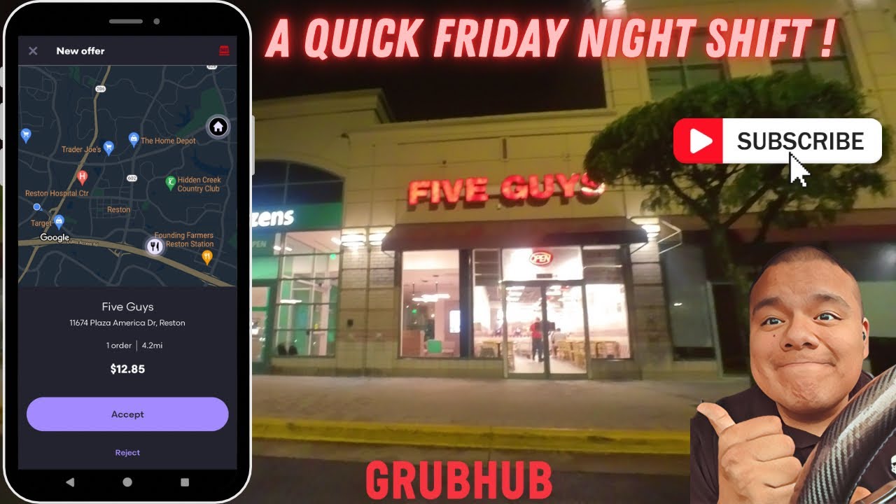 A Quick Friday Night Shift. Grubhub Ride Along - YouTube