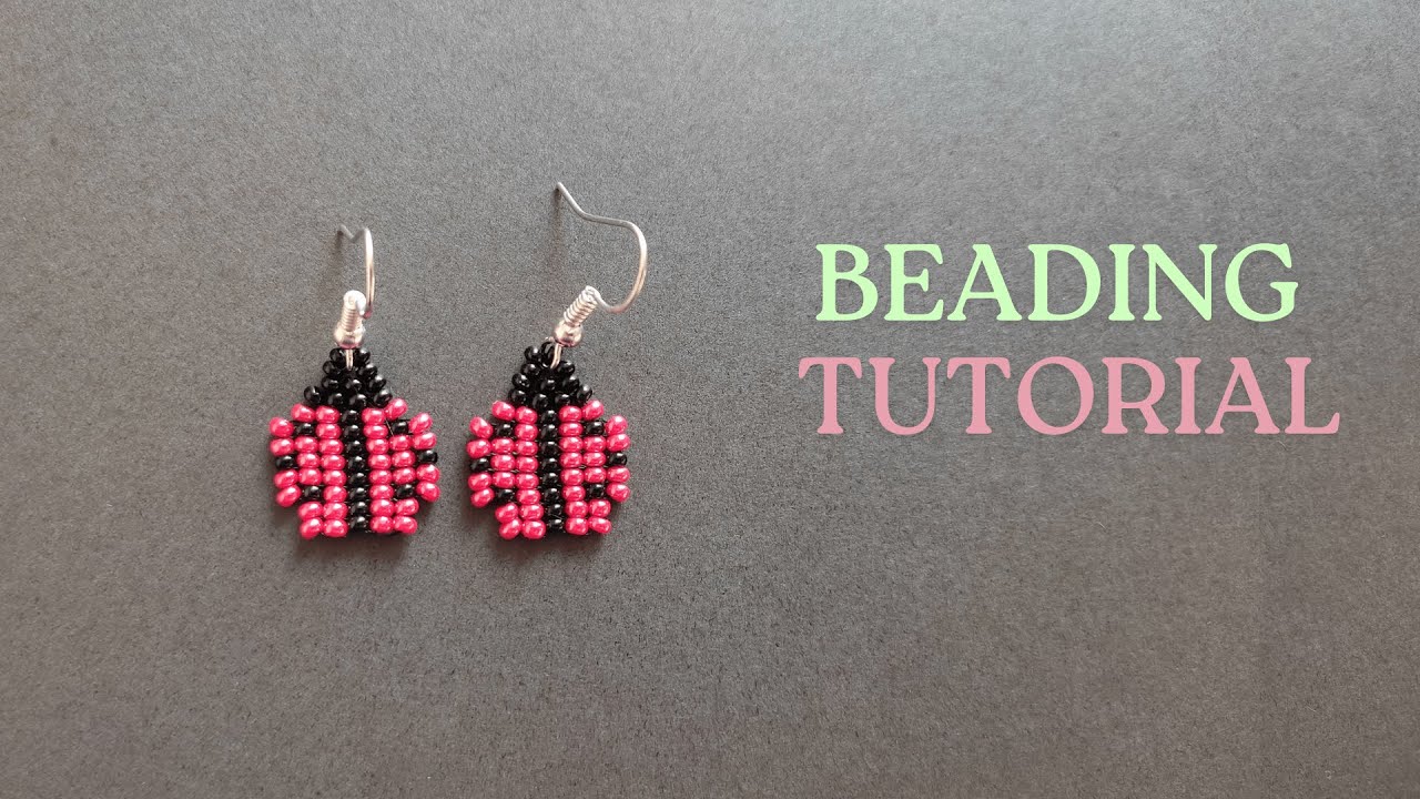 DIY seed bead ladybug earrings, beading tutorial for beginners - YouTube