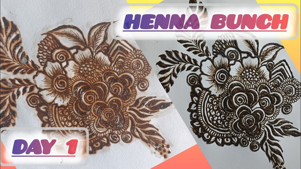 Day 1 Beautiful Henna Bunch Design👌🤗 - YouTube