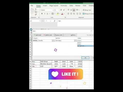 Advanced Custom Sort in Excel#excel #exceltips #shorts #exceltutorial #msexcel #ytshorts # ...