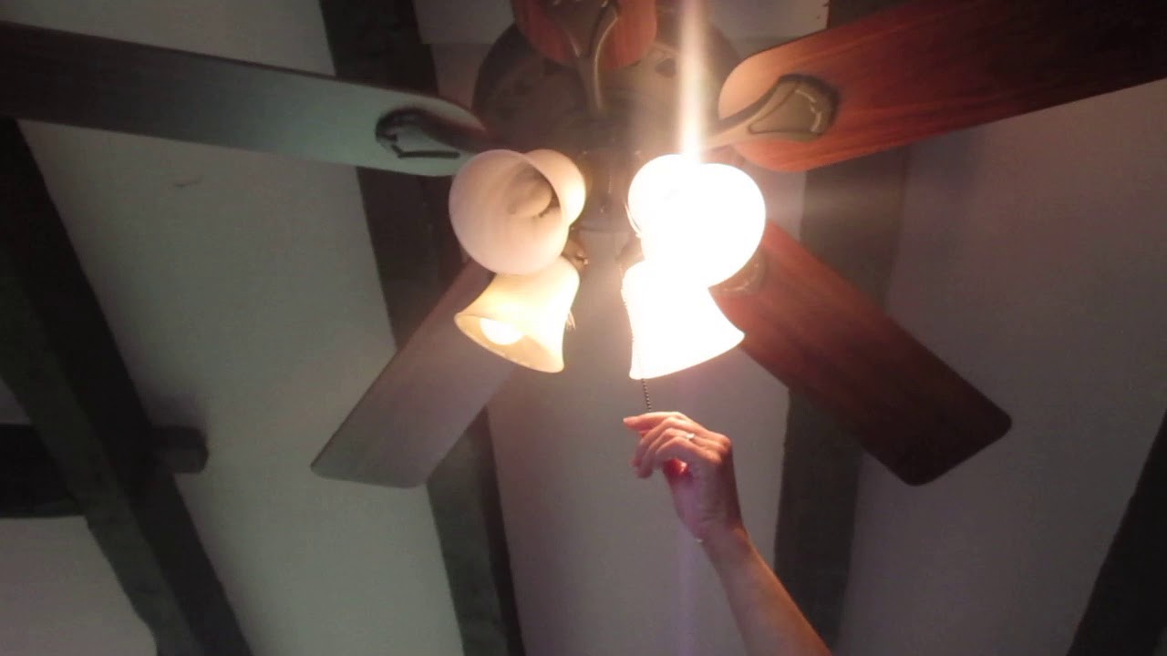 Hunter Westminster ceiling fan at the camp office at camp - YouTube