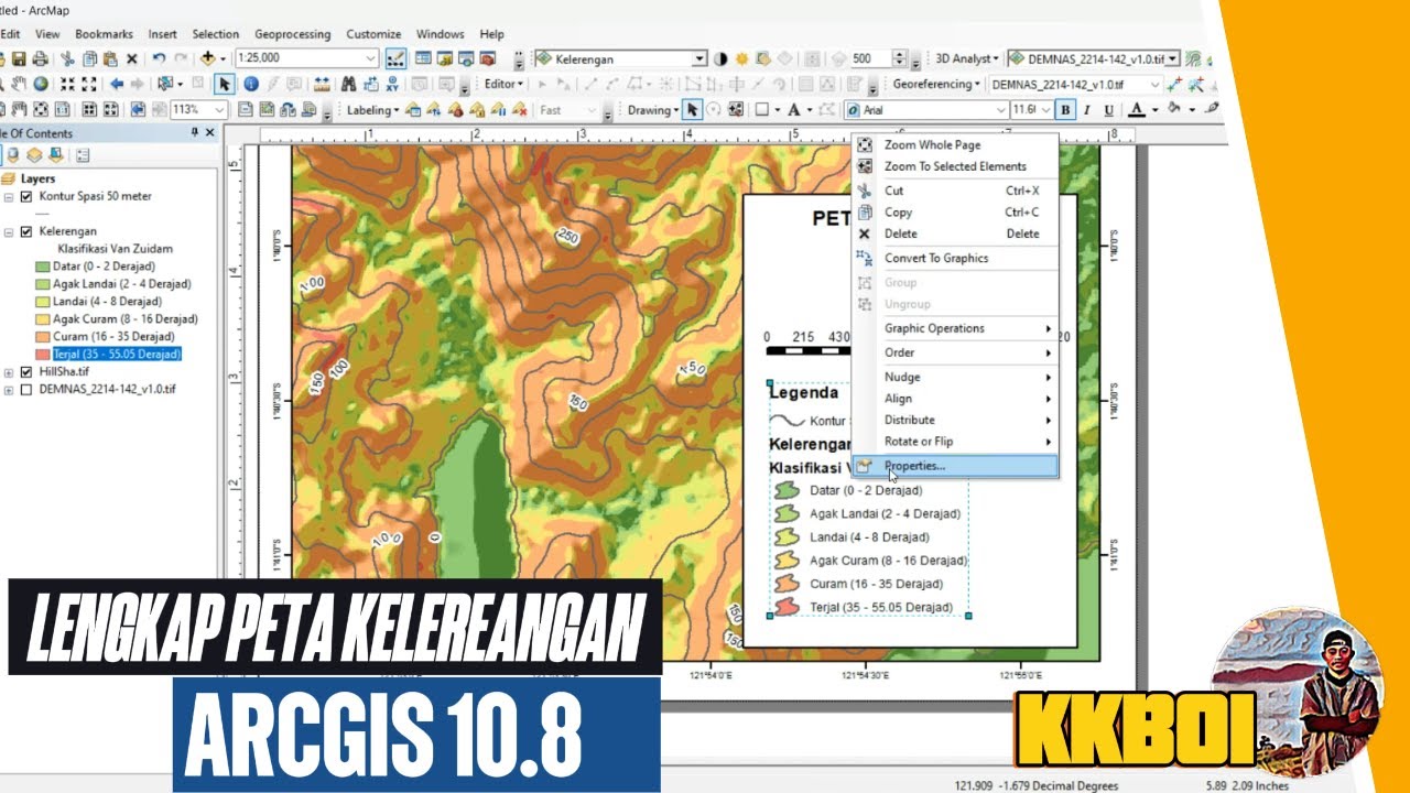 Lengkap Cara Buat Peta Kelerengan dari DEMNAS di Arcgis - YouTube
