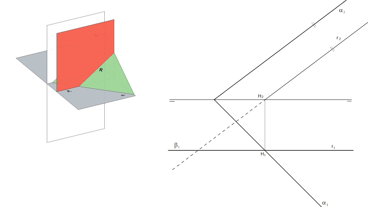 Intersección de plano oblicuo con plano vertical en Sistema Diédrico ...