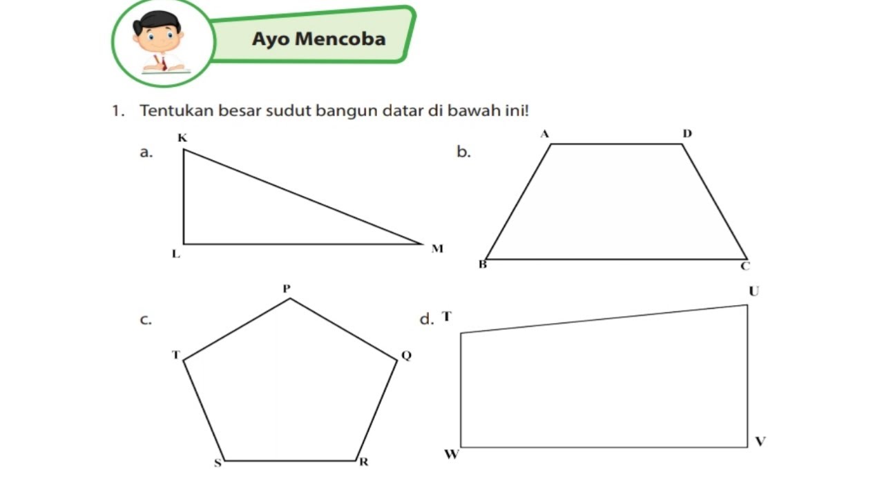 Tentukan besar sudut bangun datar di bawah ini! - YouTube