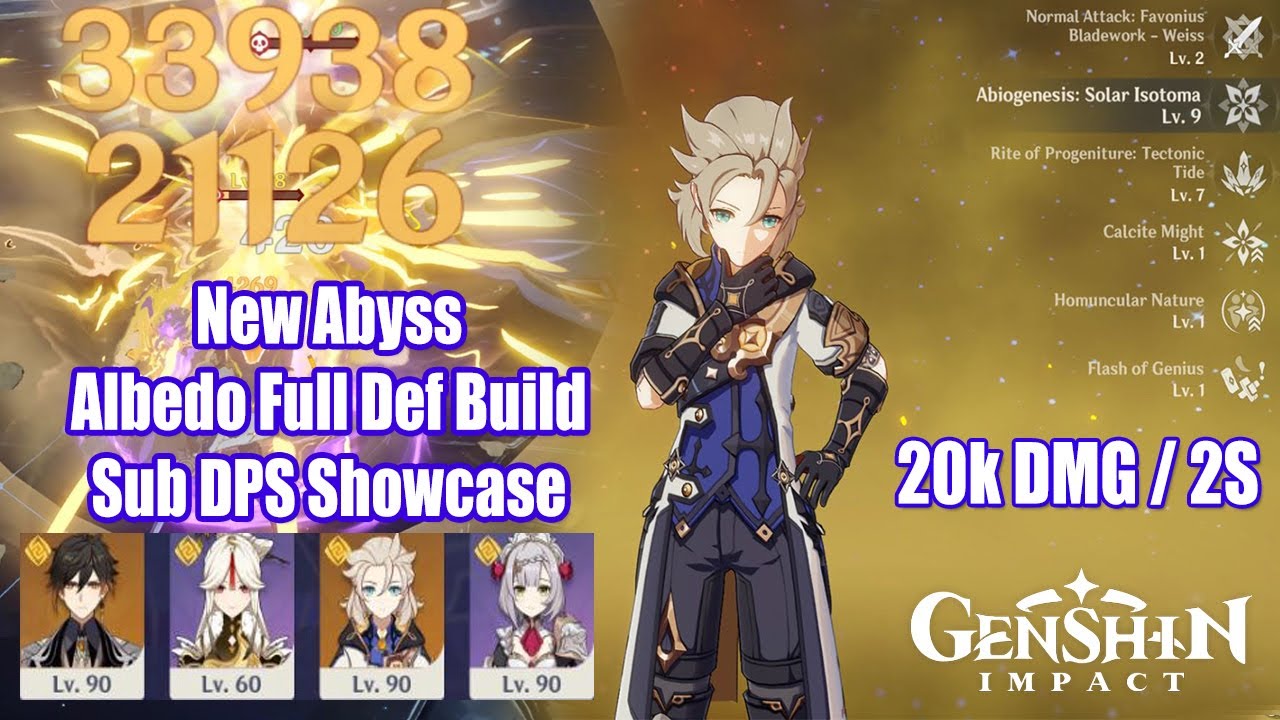 Albedo Def Build Sub DPS Showcase - Genshin Impact 4 Geo New Abyss ...