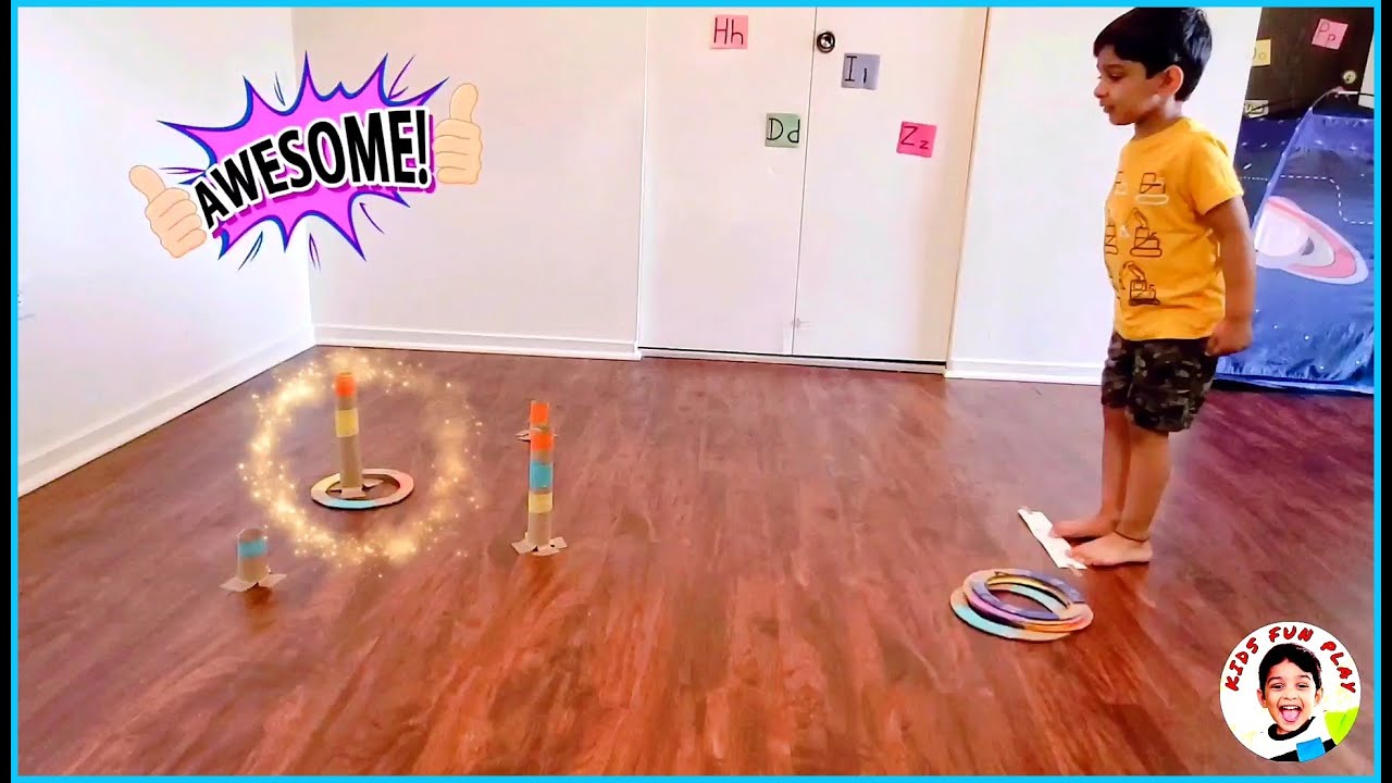 Fun Indoor Cardboard Box Activity - DIY Ring Toss Game! - YouTube