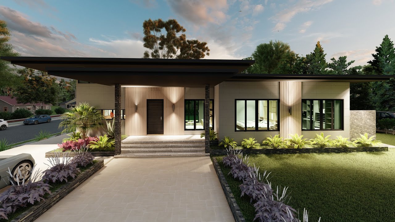 100 sq.m. Modern Residential Building | 1 Storey Home Design - YouTube