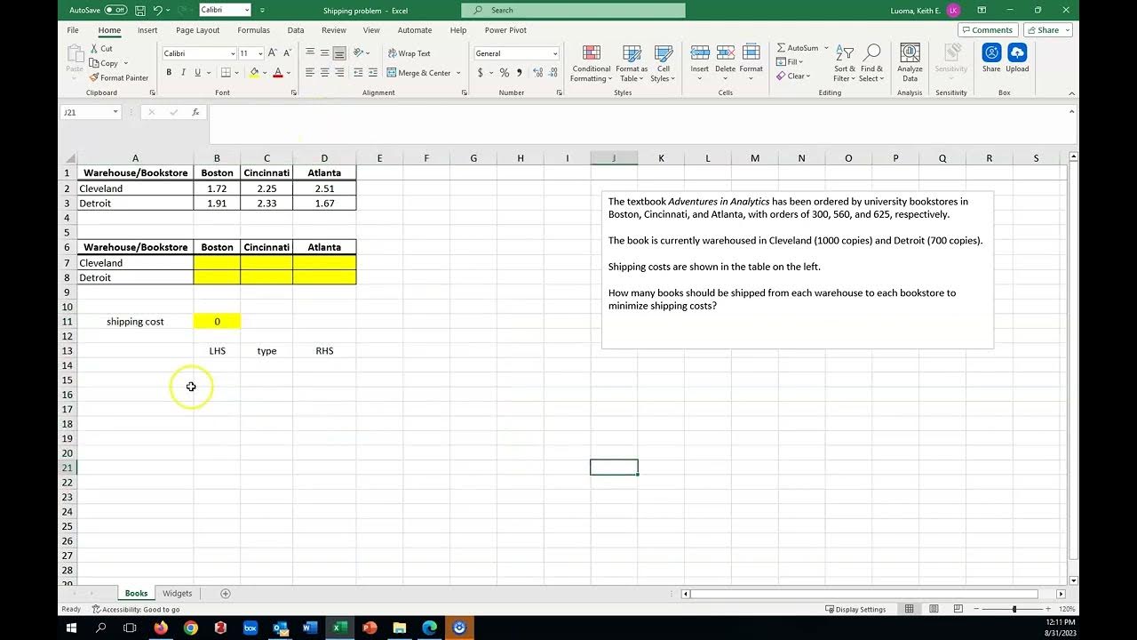 LP Transportation Problem in Excel - YouTube