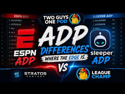 ESPN vs. Sleeper ADP: Where Are the Biggest Differences? #adp #fantasyfootball #draft #sleeper #espn