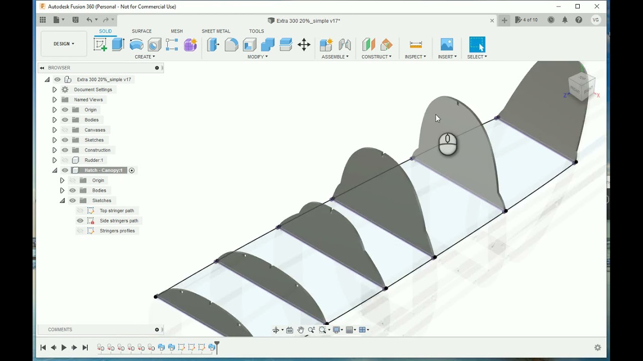 Fusion 360 DIY Design It Yourself RC Airplane Ep. 15 Hatch - Canopy ...