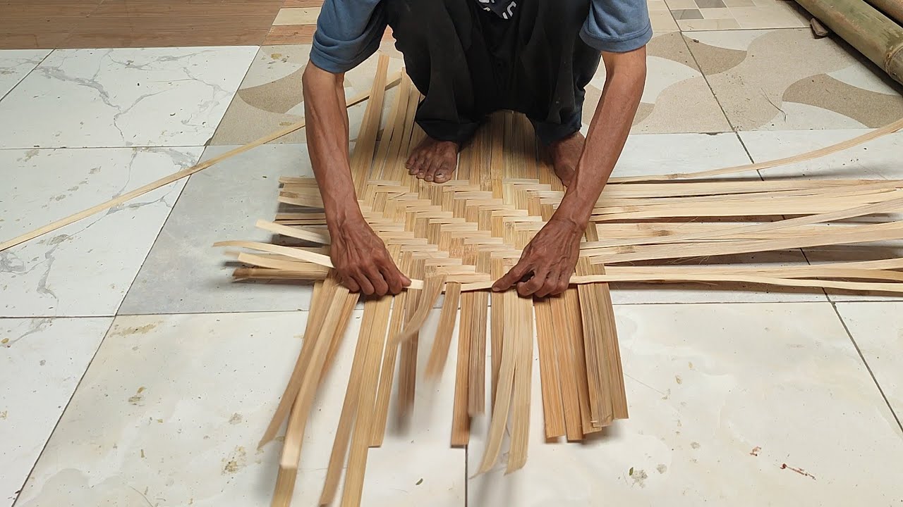 Cara Membuat Anyaman Bambu Model MOTIF Polos - YouTube
