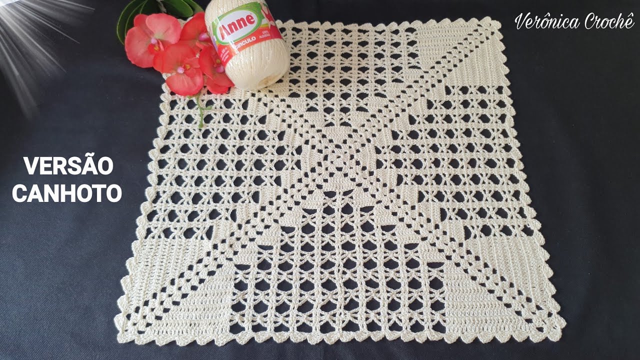 💐Centro de mesa em croche com a linha Anne/Crochê filé/Passo a passo ...