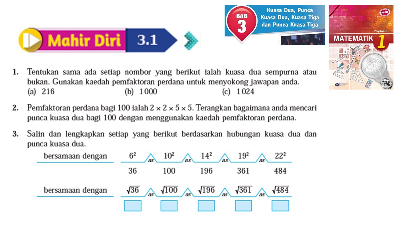 Matematik Tingkatan 1 Bab 3 Kuasa dua, punca kuasa dua, kuasa tiga ...