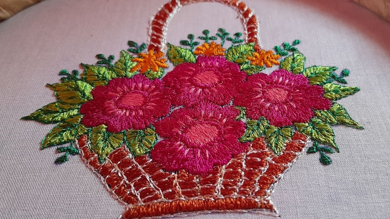 Flower basket embroidery design| machine embroidery| kalki embroidery ...