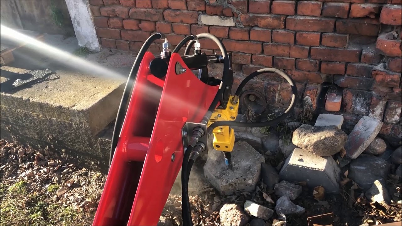 Hydraulic hammer to mini digger - YouTube