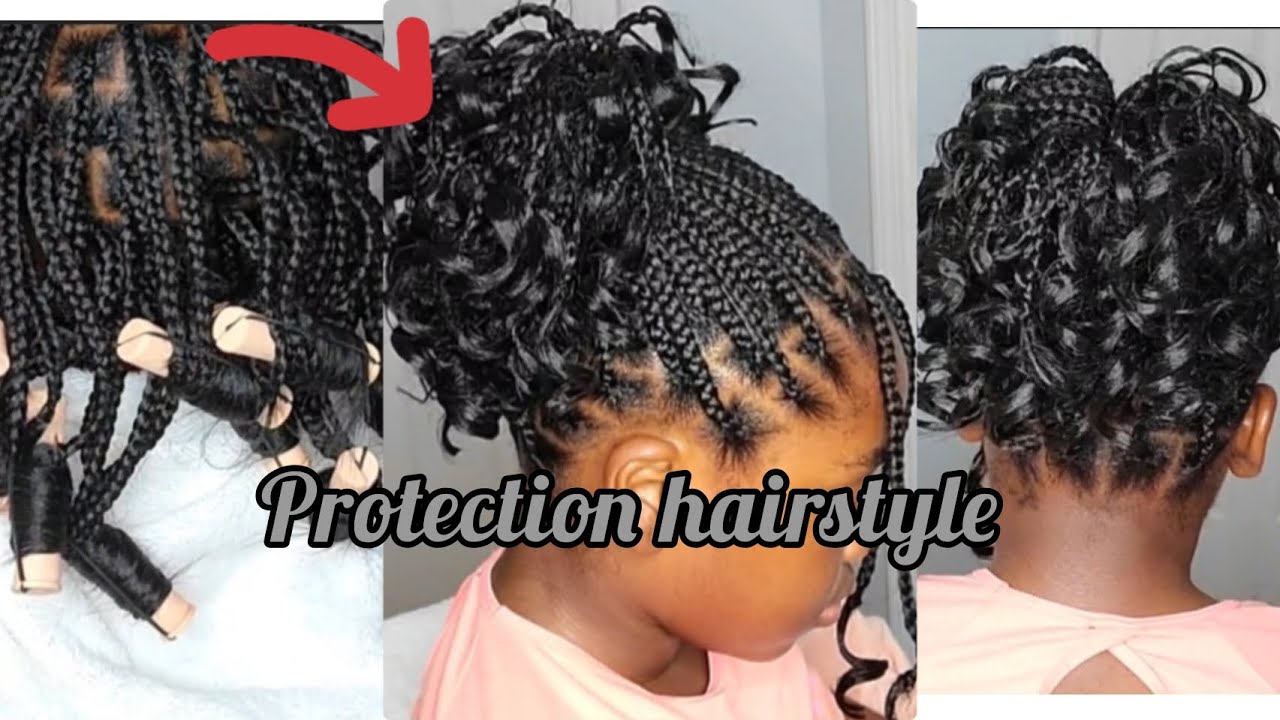 protection curly knotless medium box braid hairstyle #tutorial - YouTube