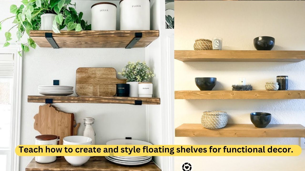 Teach how to create and style floating shelves for functional decor ...