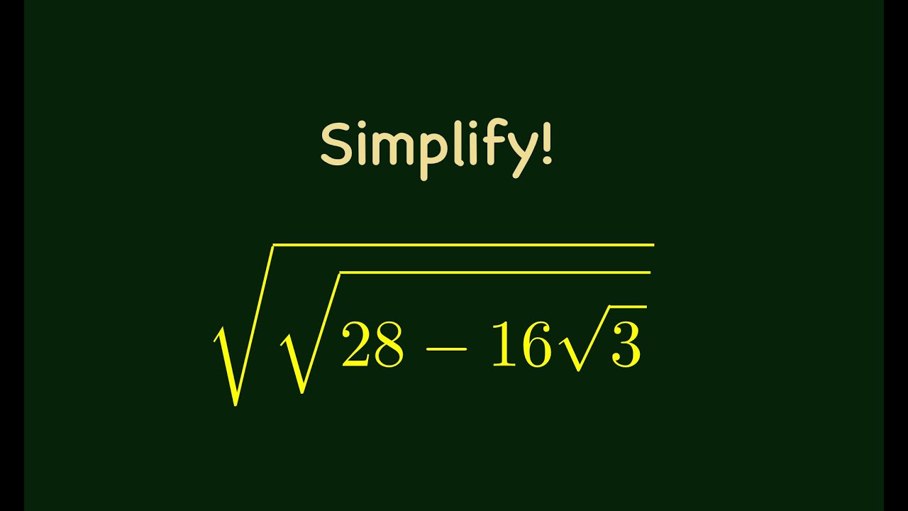 Simplify this square root with simple trick - YouTube