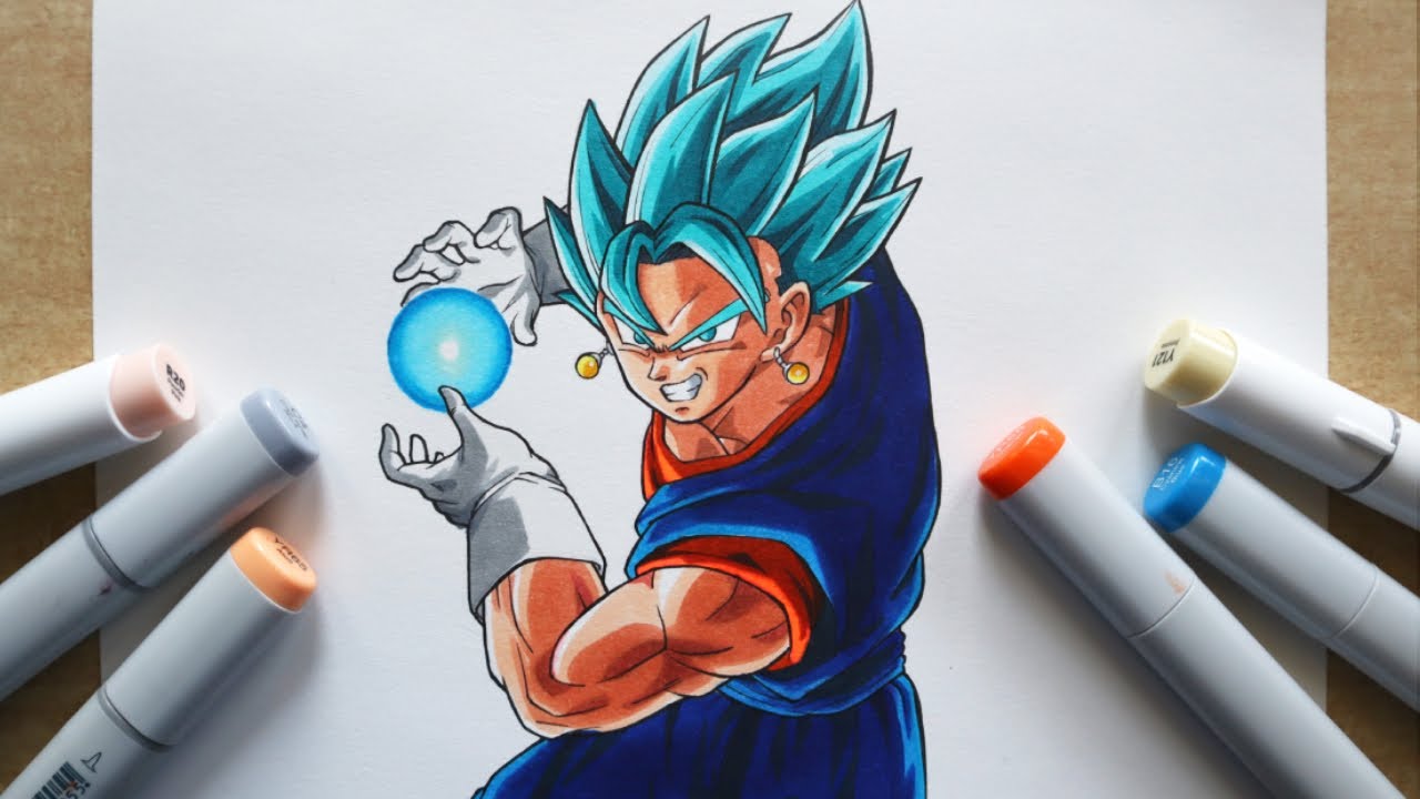 How to Draw Vegito Super Saiyan Blue - Step By Step Tutorial | Dragon ...
