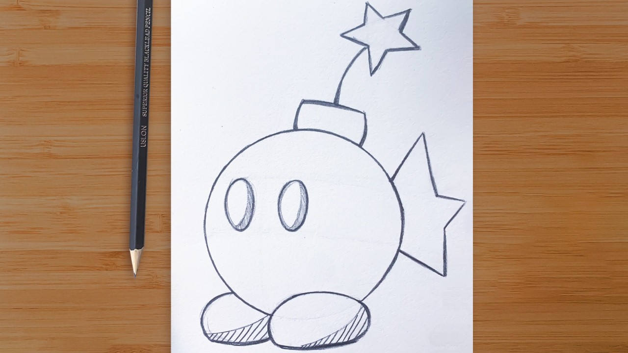 🎨 Easy Drawing - How to Draw Bob-Omb from Super Mario Bros 💥 - YouTube