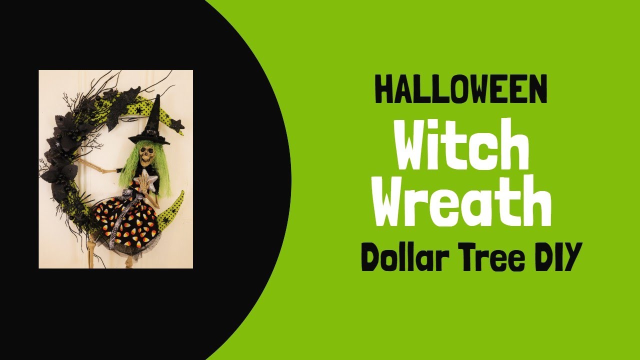 Witch on Moon Wreath: Dollar Tree Halloween wreath - YouTube