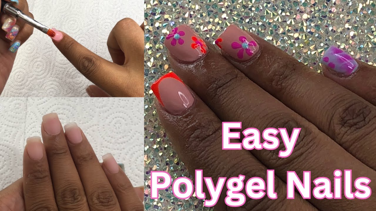 Short Square Polygel Nails Using My Non-dominant Hand - YouTube
