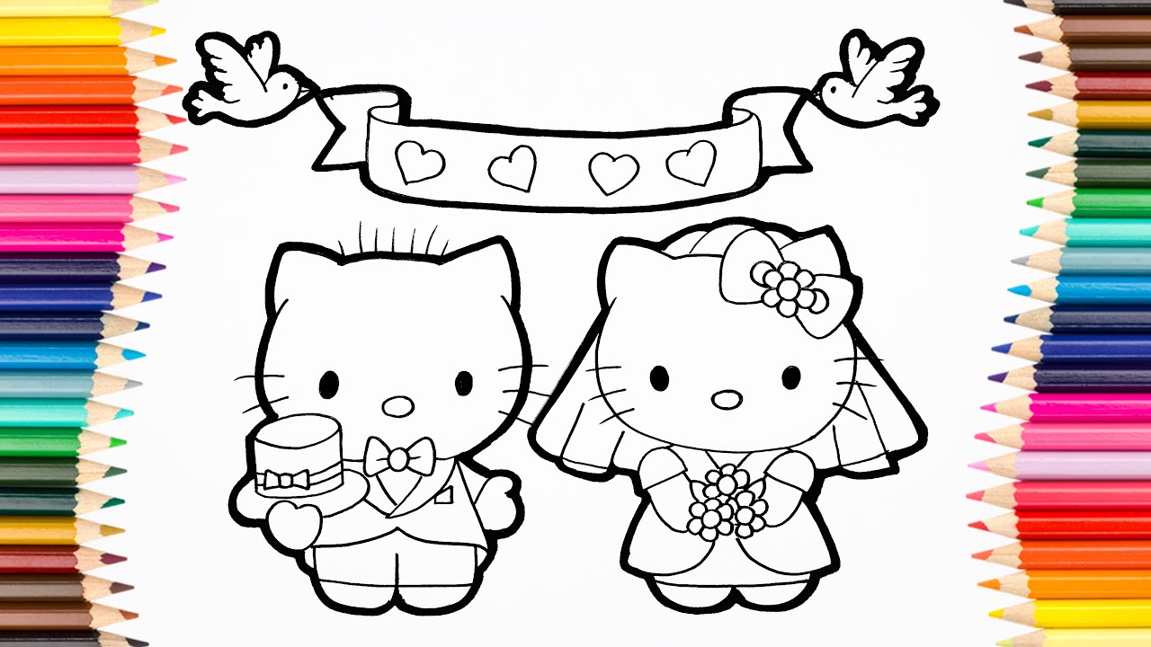 How to Draw Hello Kitty Bride and Groom - YouTube