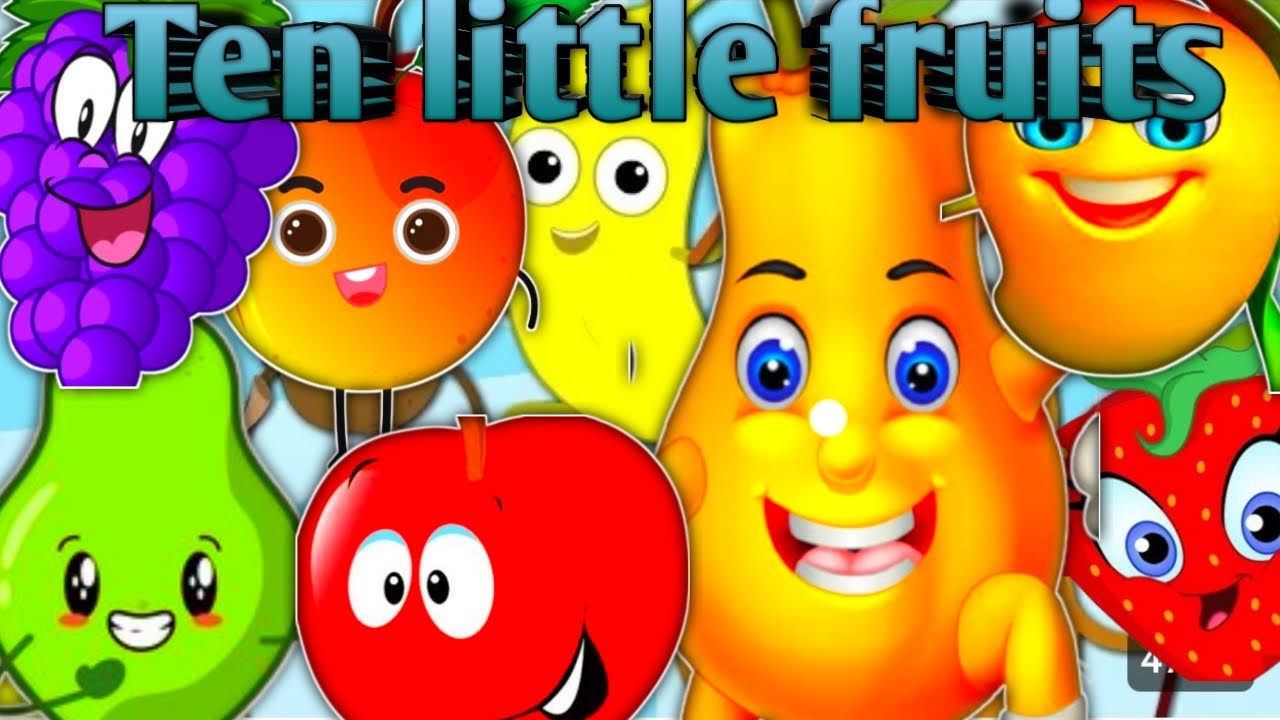 Ten little fruits song for nursery kids l Nursery Rhymes l Learn fruits name l kidz fun learning ...