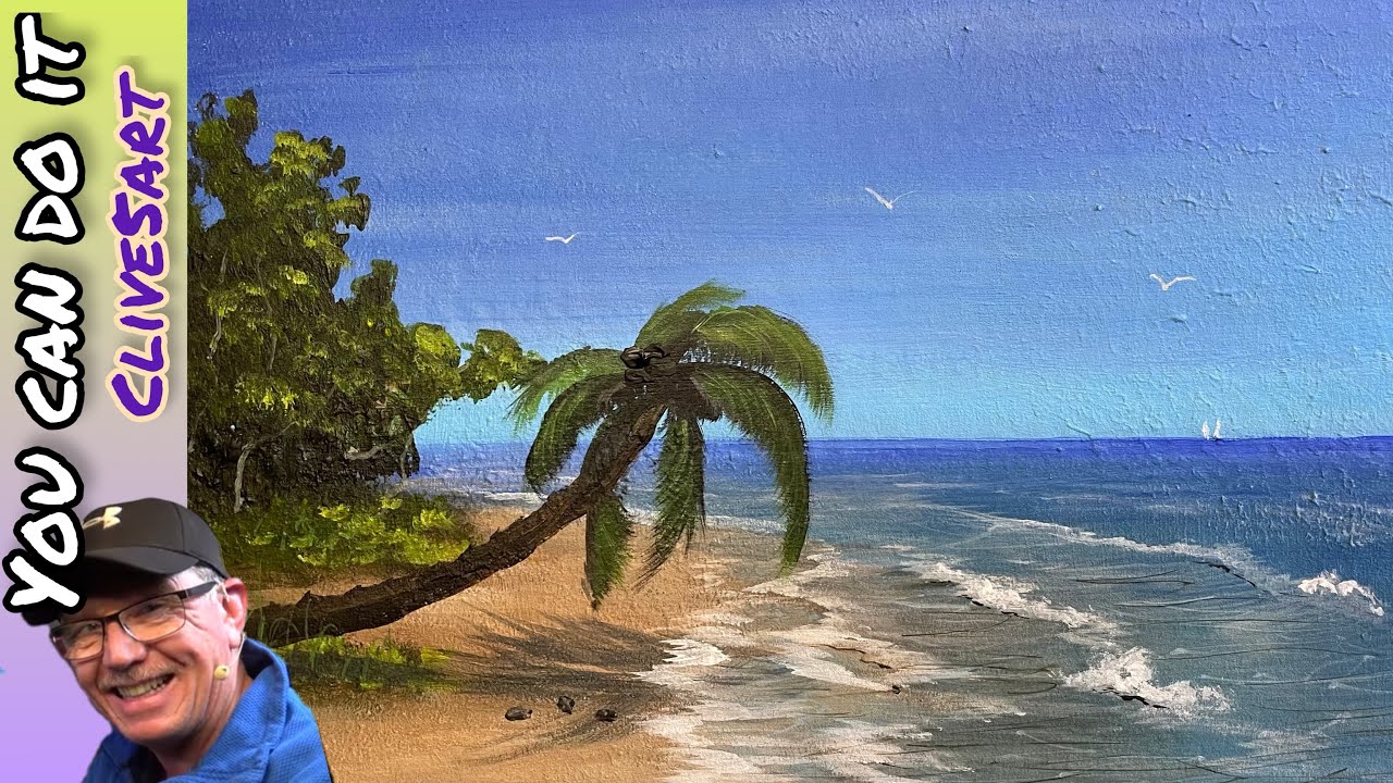 Palm Tree seascape Painting -- Acrylics Made Easy! - YouTube