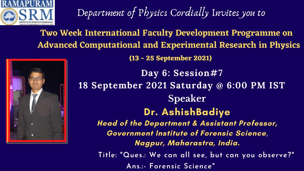 Day 6: Session#7/Two Week International FDP/SRM/RMP/Department of ...