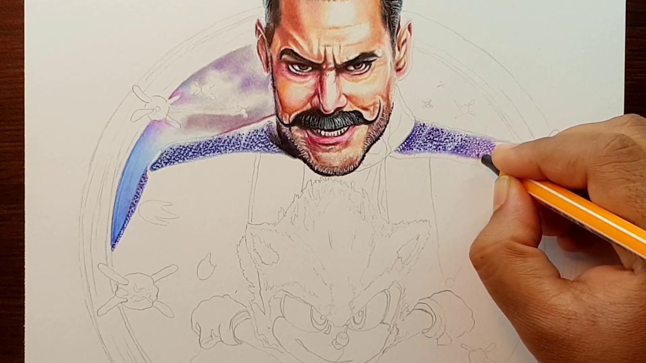 Sonic The Hedgehog Drawing (2020) - Jim Carrey (Dr. Robotnik) STEP BY ...