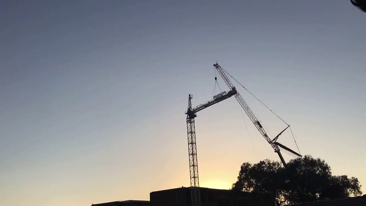 Large Tower Crane Disassembly: 2 day time-lapse with sunset - YouTube