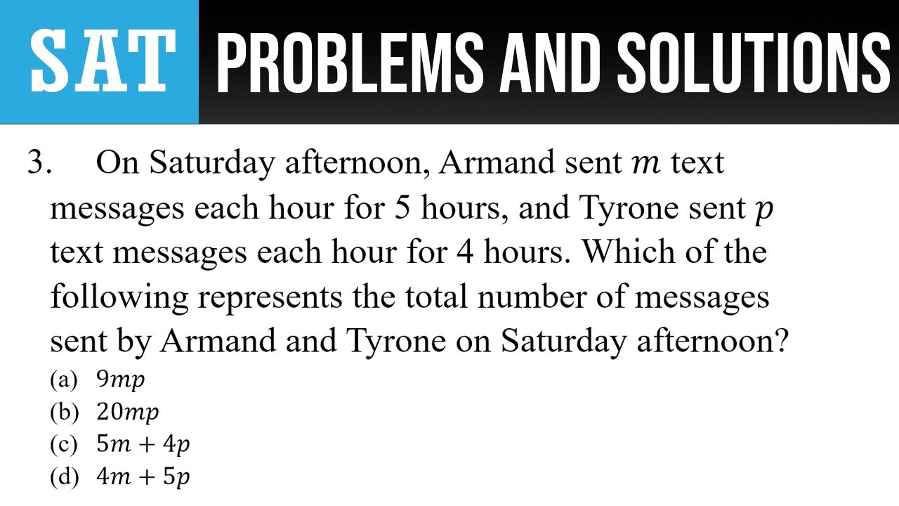 3. On Saturday afternoon, Armand sent m text messages each hour for 5 ...
