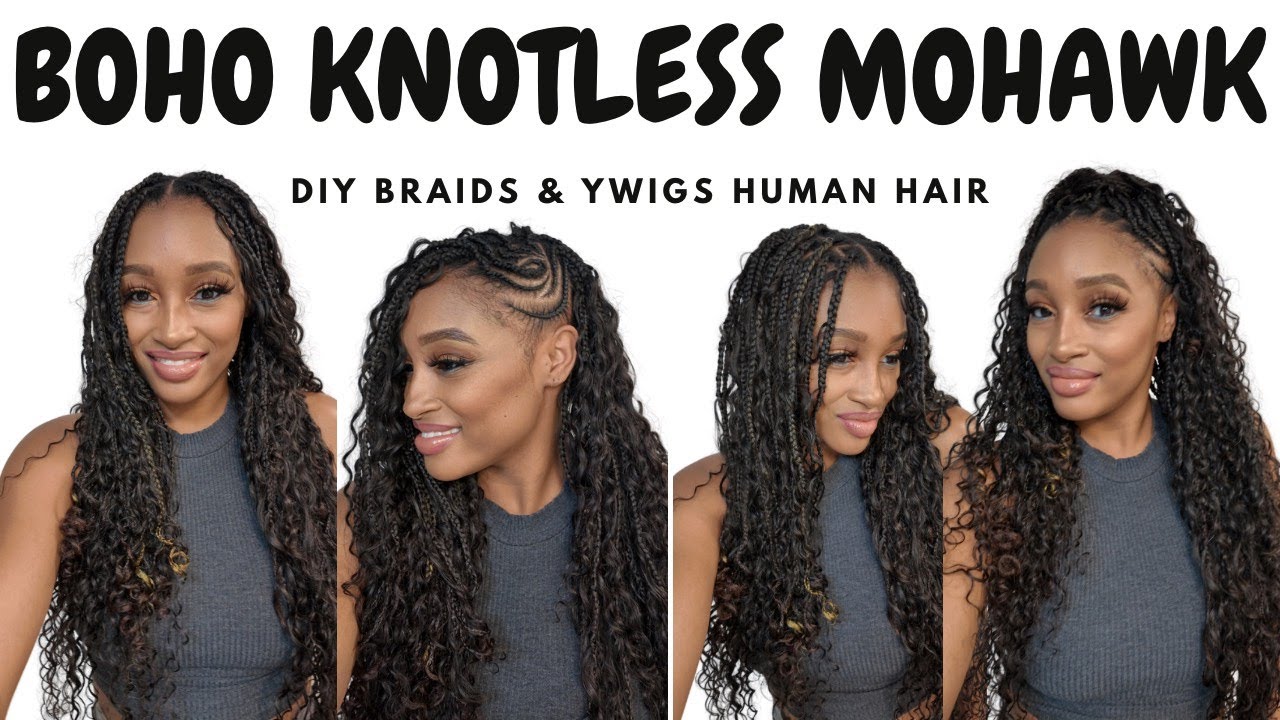 HOW TO Boho Knotless Braided Mohawk| EASY Braiding Method - YouTube