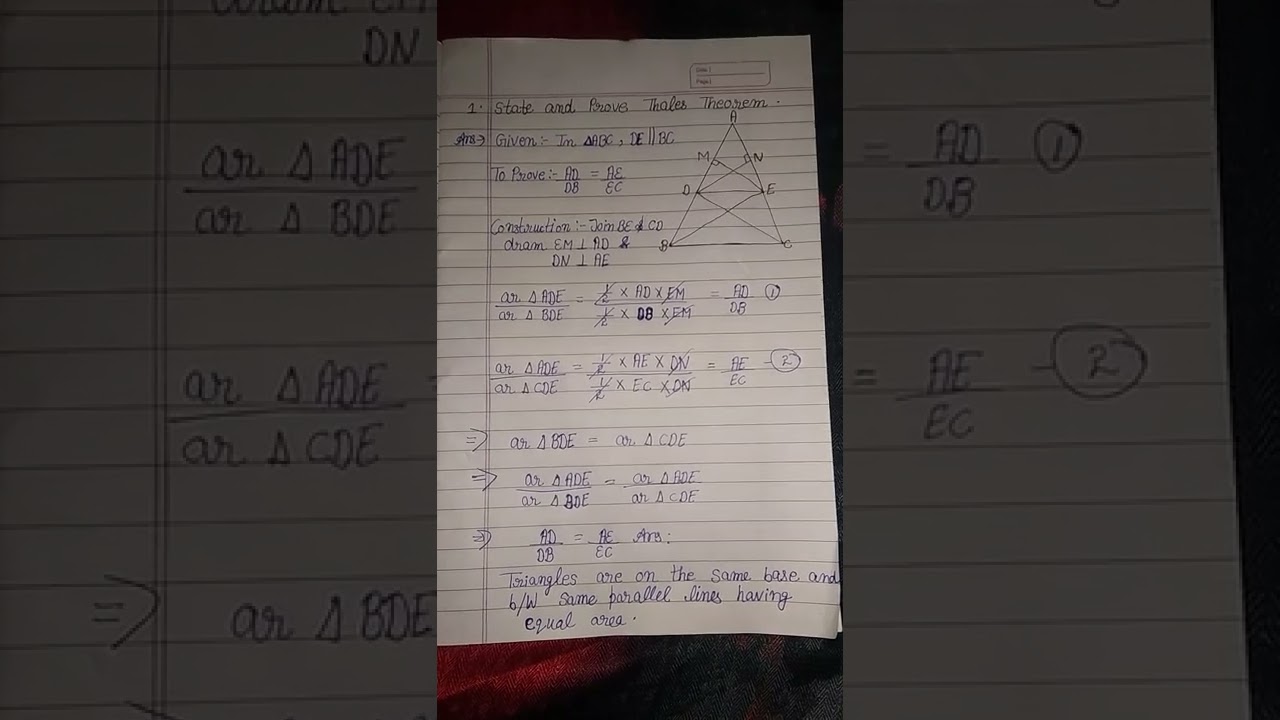 State and prove Thales theorem ( BPT Theorem ),class 10th math - YouTube