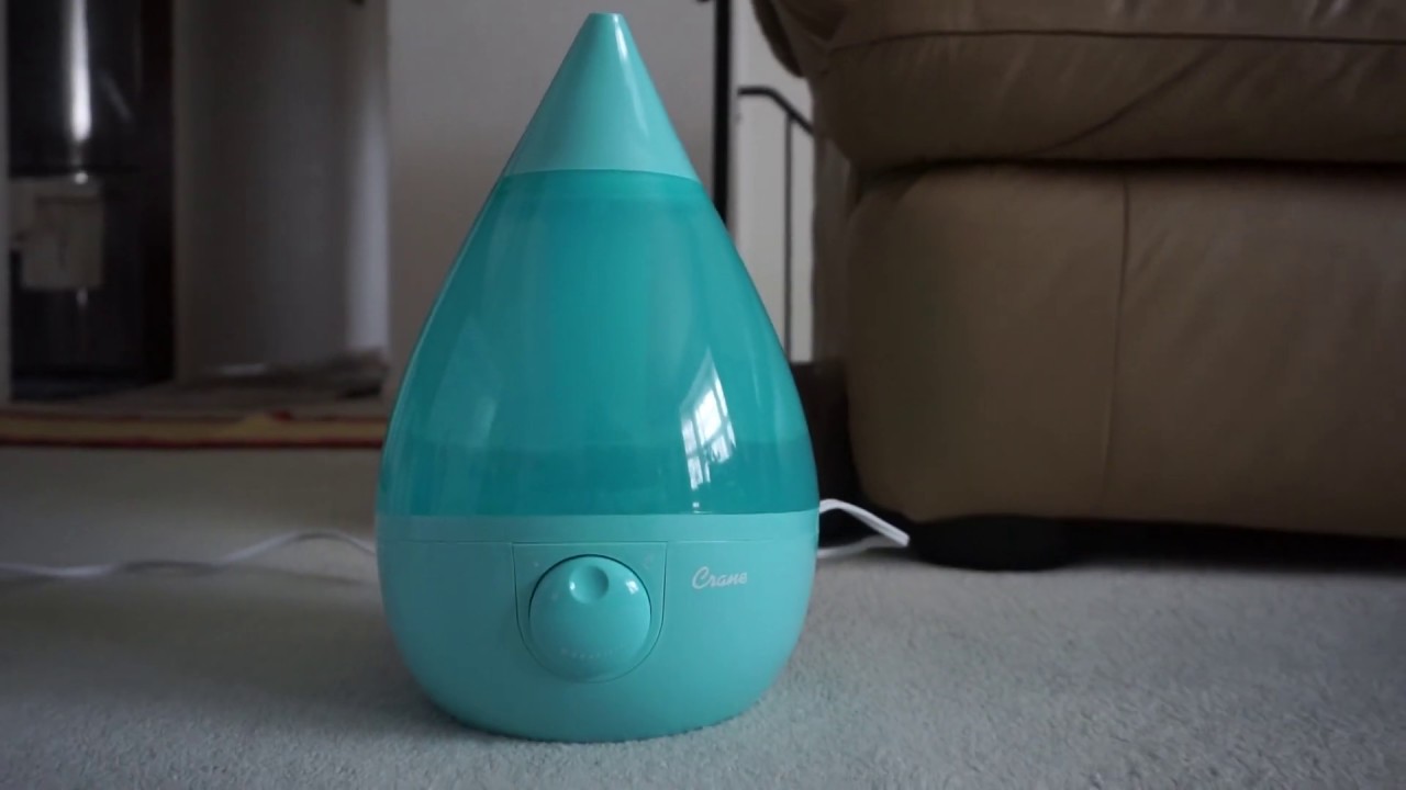 Crane Drop Ultrasonic Humidifier in teal color - YouTube