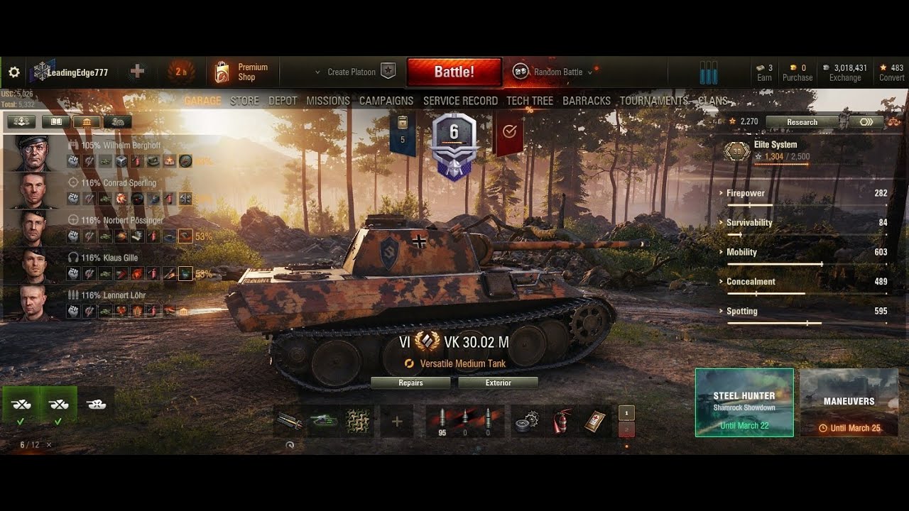 W.o.T. VK 30.02 M, Tier VI German Medium Tank, Battle of Murovanka, 1st ...