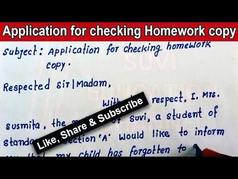 Application for checking Homework copy | Write English application for check homework  | Application