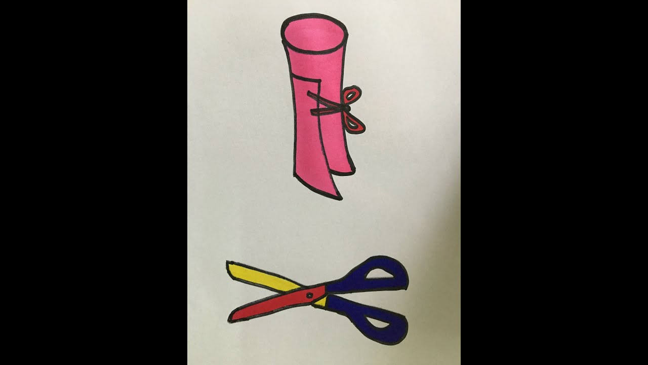 How to Draw Scissors and Paper Roll - YouTube