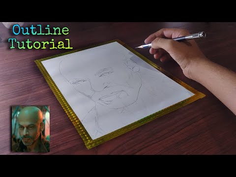 How to draw shahrukh khan ( Jawan ) | outline tutorial - YouTube