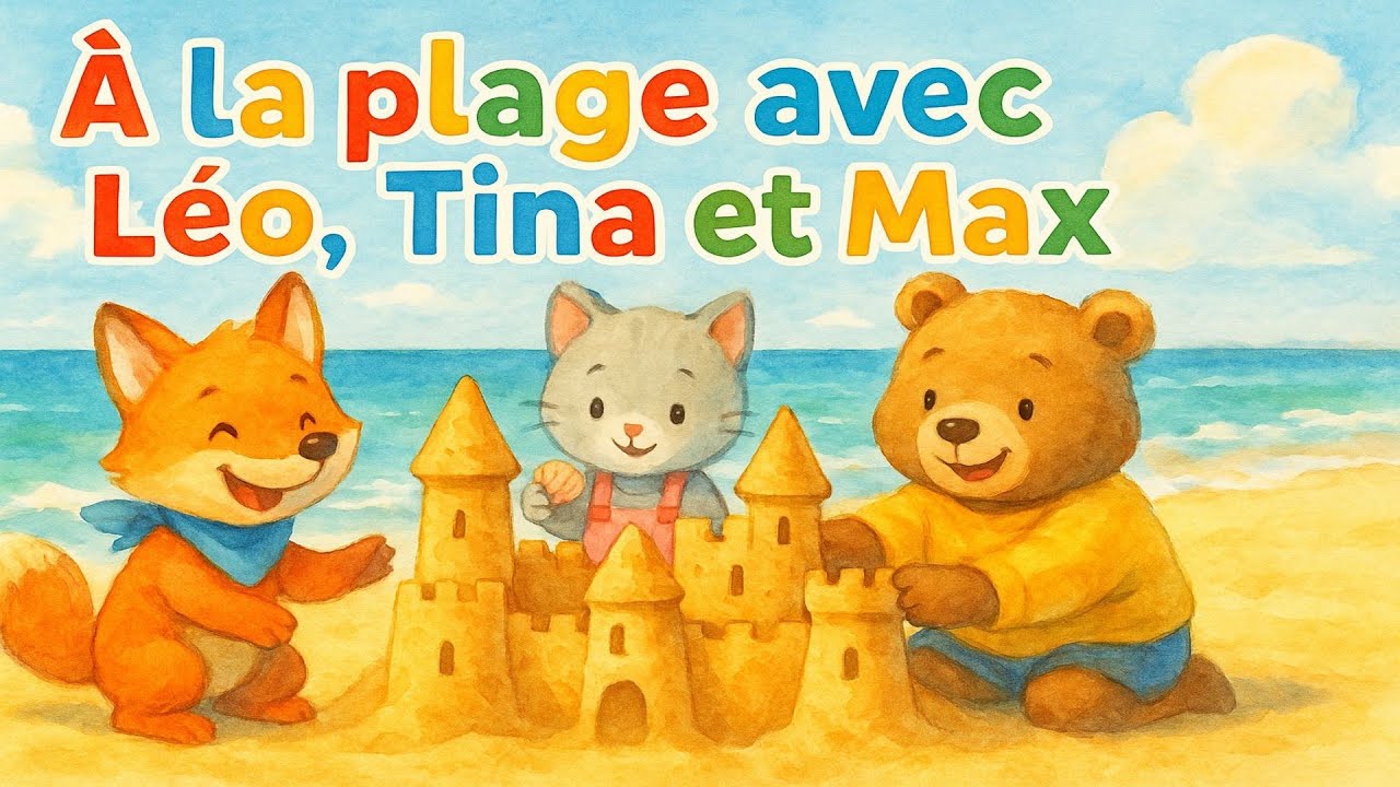 À la plage avec Léo, Tina et Max 🏖️ | Histoire pour enfants - YouTube