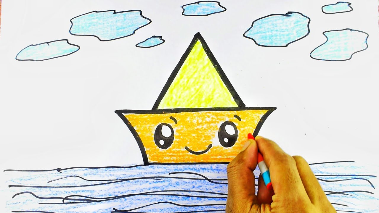 HOW TO DRAW A CUTE BOAT, STEP BY STEP CUTE BOAT DRAWING #boat # ...