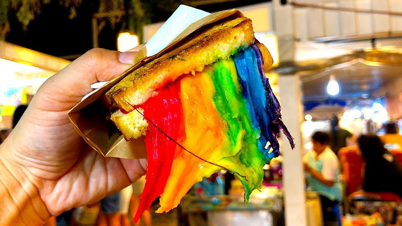 COLORFUL RAINBOW CHEESE TOAST | Bangkok Street Food, Thailand - YouTube