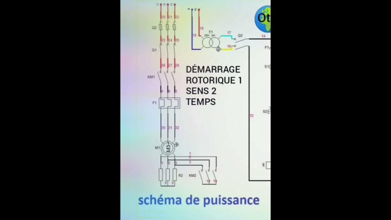 démarrage rotorique 1sens 2 temps Explication de schema - YouTube