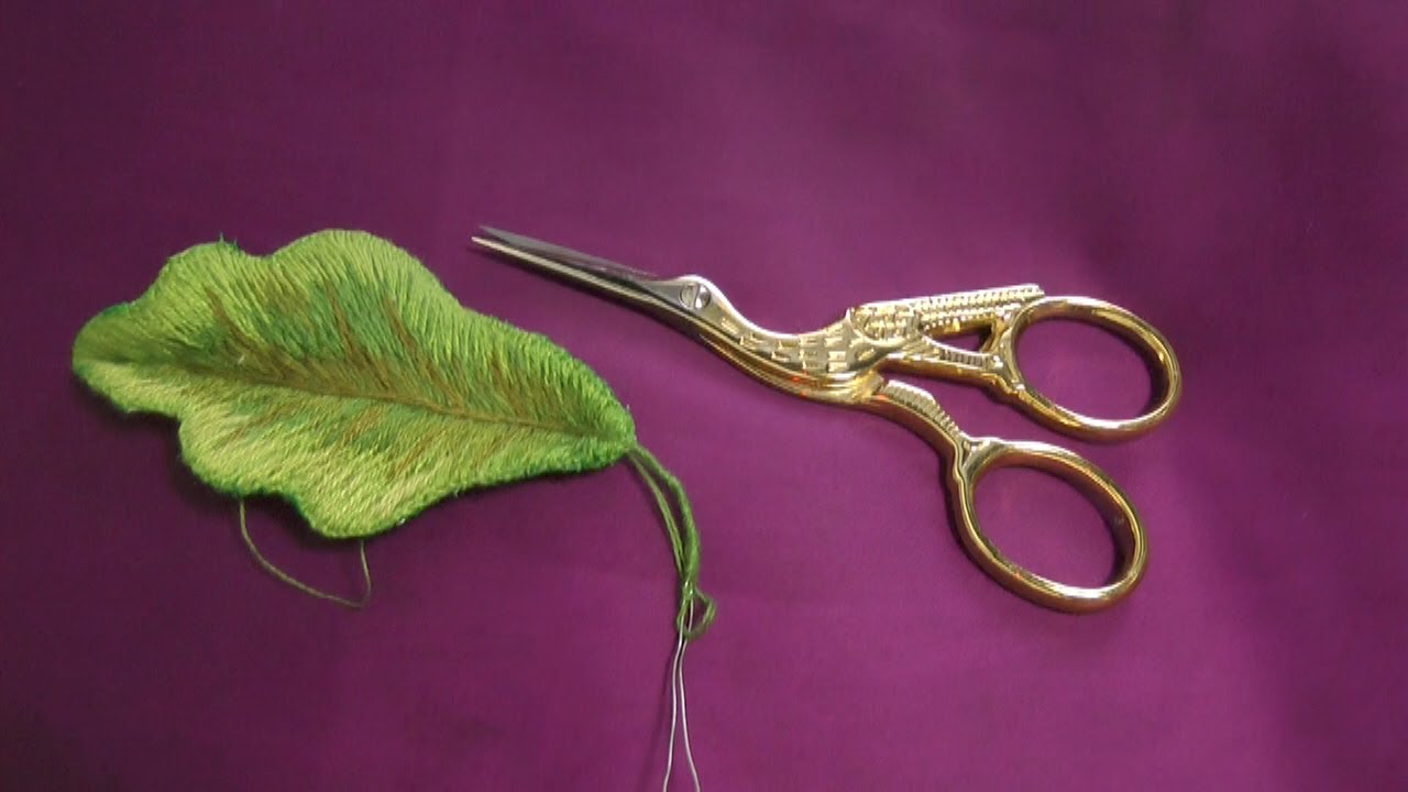 STUMPWORK (cutting leaf) ОБЪЕМНАЯ ВЫШИВКА (ВЫРЕЗАНИЕ листика) - YouTube