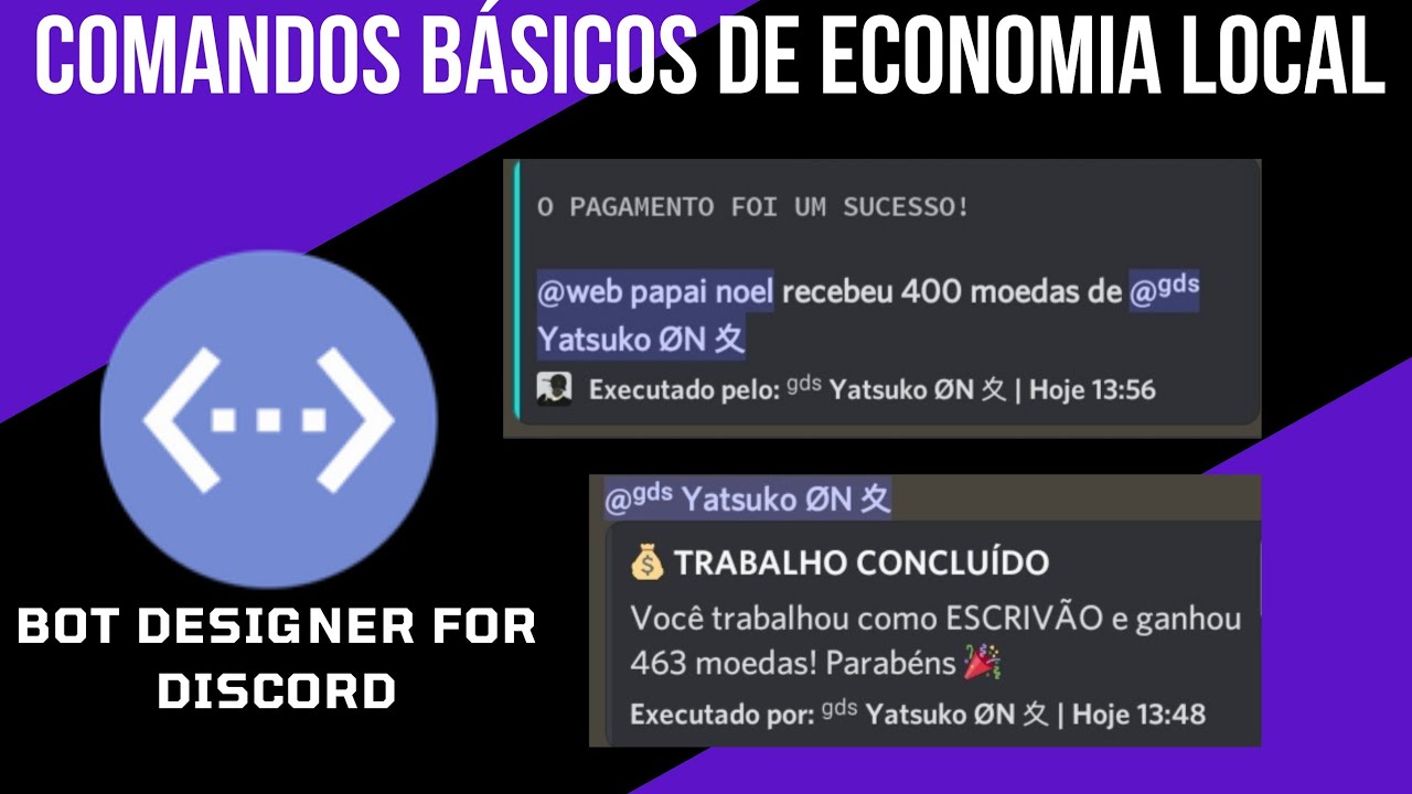 Comandos de economia para seu bot do discord no Bot Designer For ...