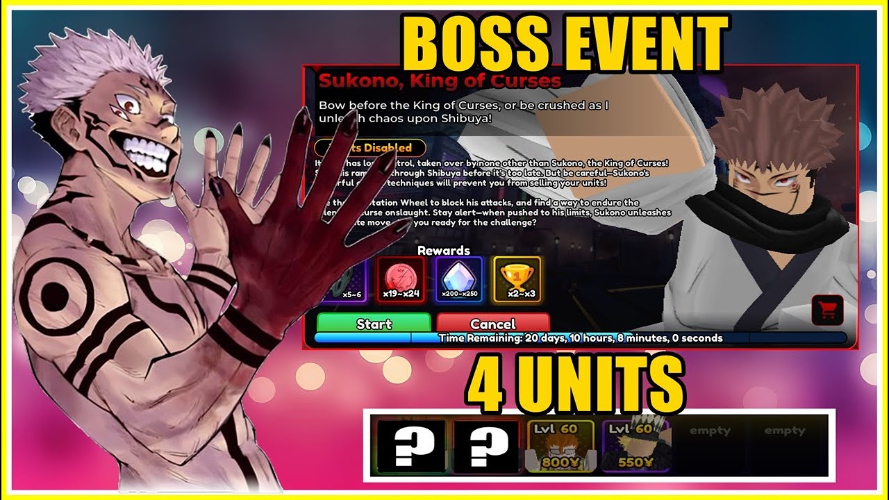 4 UNITS BOSS EVENT - TOKENS IN SUKUNA BOSS EVENT UPDATE 1.1 Anime ...