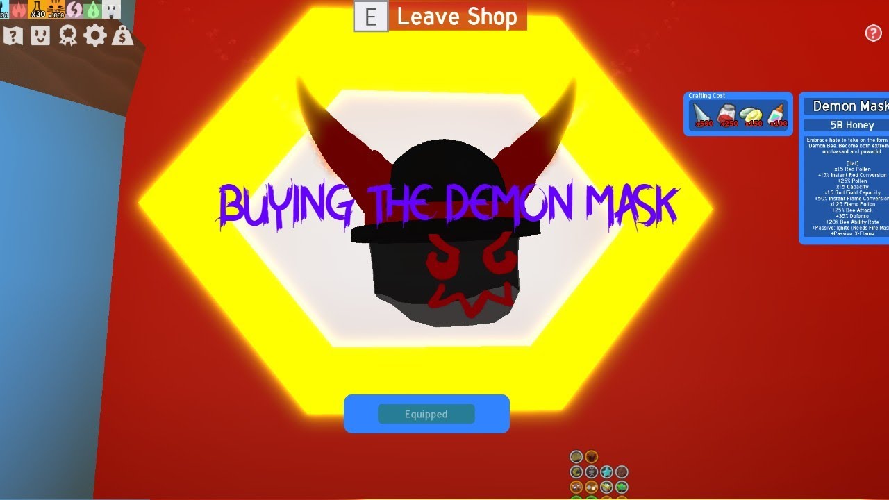 Buying the Demon Mask in Bee Swarm Simulator! - YouTube